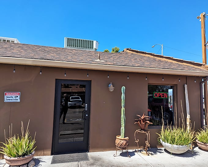 The unassuming exterior of Fry Bread House proves once again that culinary treasures often hide in plain sight. Desert landscaping and a simple entrance belie the James Beard Award-winning delights within.