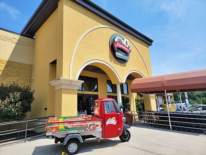The sunshine-yellow façade of Altomonte's isn't just inviting—it's practically a beacon for Italian food lovers across Pennsylvania. Those twin arches? Pure culinary promise.