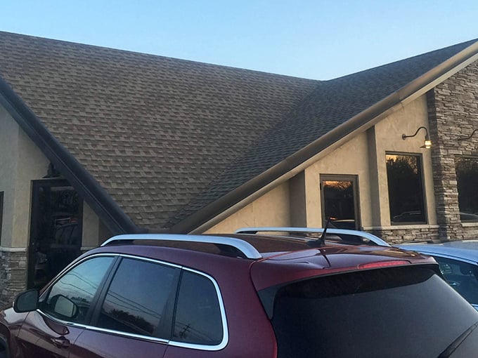 Stone and stucco charm meets suburban practicality - this unassuming exterior hides pierogi perfection inside.
