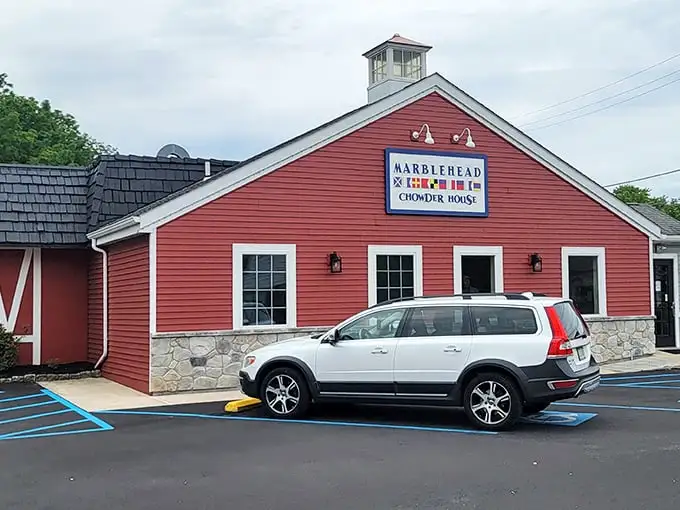 The iconic red clapboard exterior of Marblehead Chowder House stands out like a New England lighthouse beckoning seafood lovers to the Pennsylvania shore.