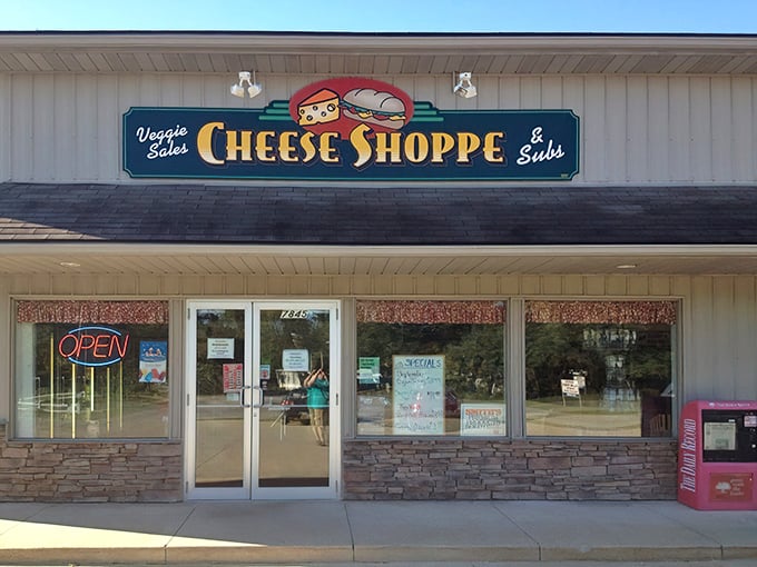 The unassuming exterior of the Cheese Shoppe in Apple Creek stands like a beacon of sandwich hope along the rural Ohio roadway.