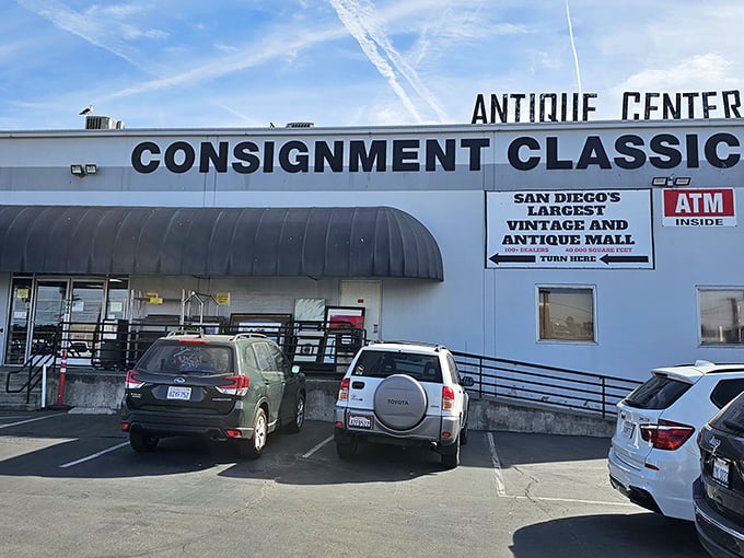 The unassuming exterior of Consignment Classics belies the treasure trove within—like finding the entrance to Narnia behind a humble wardrobe door.