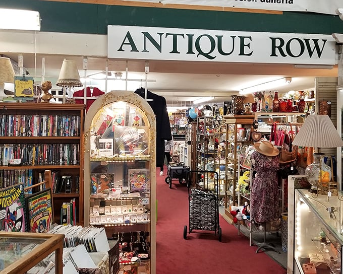 "Antique Row" isn't just a sign—it's a promise. This corridor of curiosities might just swallow your afternoon whole, and you'll thank it for the privilege.