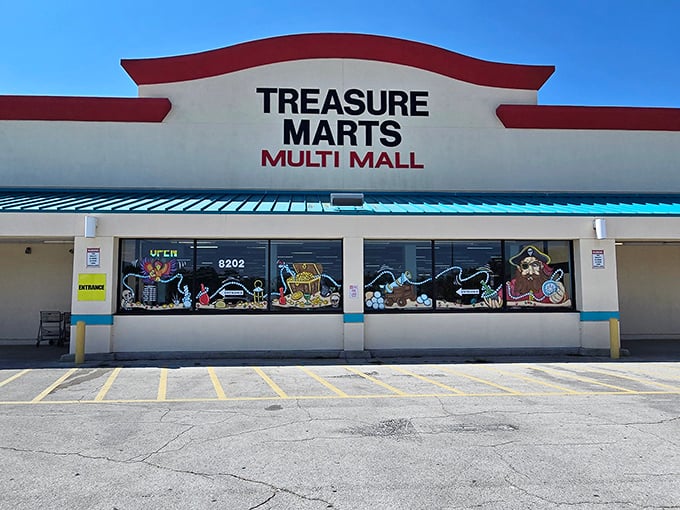 The unassuming exterior of Treasure Marts belies the wonderland within, like finding a pirate's chest disguised as an ordinary mailbox.
