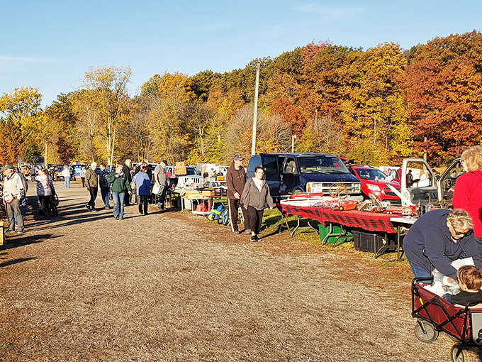 Fall's fiery backdrop transforms this treasure-hunting paradise into a scene worthy of a Norman Rockwell painting come to life.