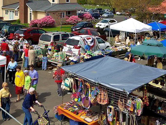 Treasure hunting begins at dawn! Tables laden with everyday artifacts and extraordinary finds stretch as far as the eye can see at Rice's Market.