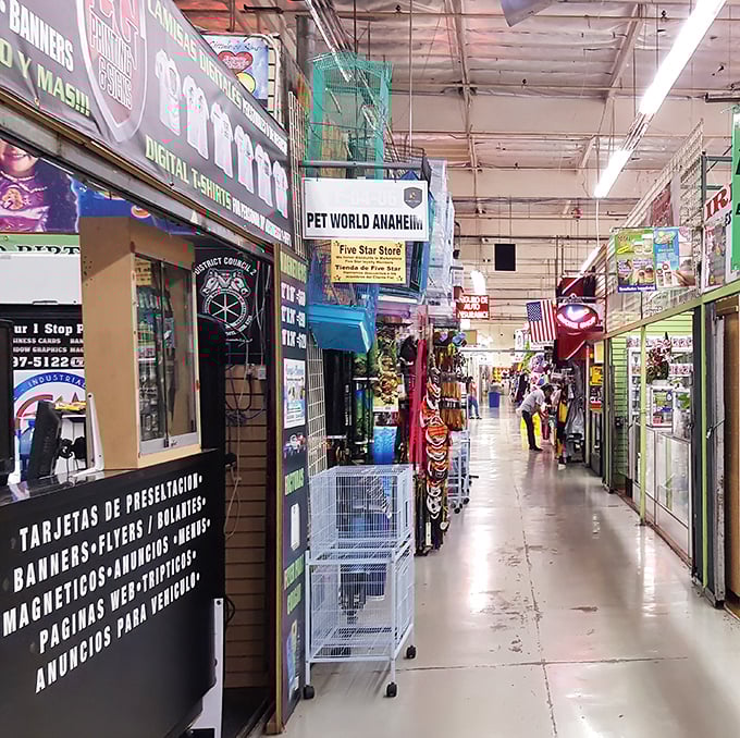Endless corridors of possibility await as you navigate Anaheim Marketplace's labyrinth of diverse vendors and unexpected treasures.