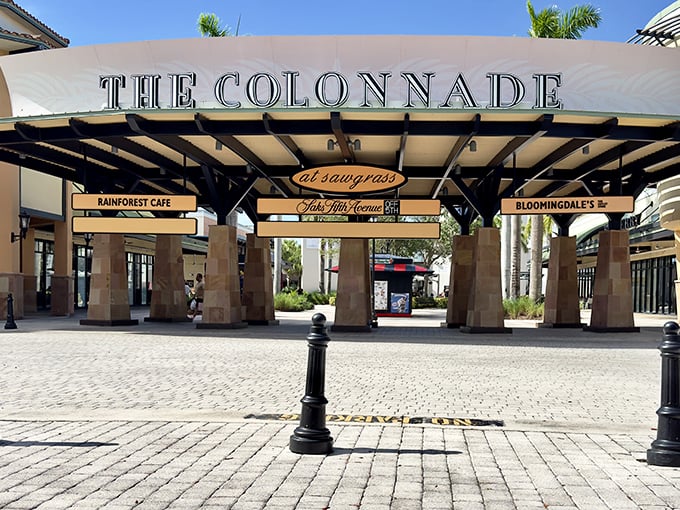 The grand entrance promises shopping adventures where your wallet might actually survive the experience intact.