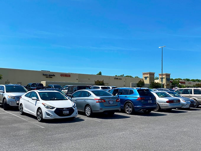 The parking lot tells the true story – when Maryland shoppers pack it this full, you know the deals inside are worth the trip.