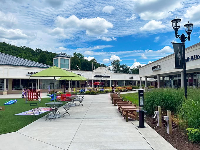Blue skies and bargains await at Pocono Premium Outlets, where the outdoor layout lets you shop while enjoying mountain air and sunshine.