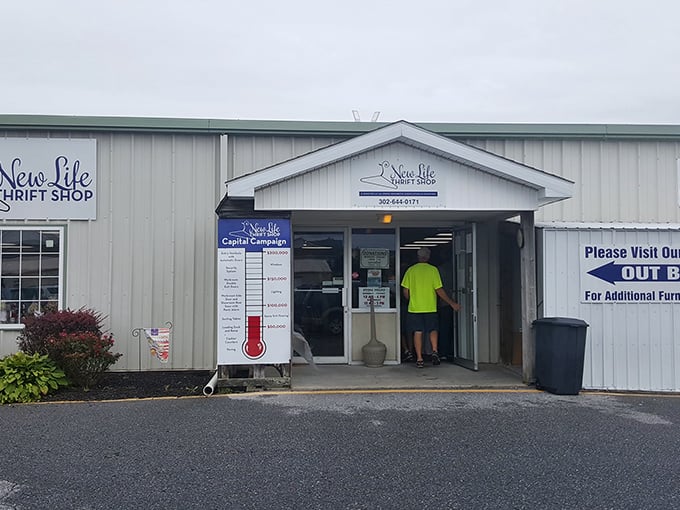 The unassuming exterior of New Life Thrift Shop in Lewes hides a treasure trove that would make any bargain hunter's heart skip a beat.