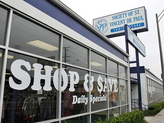 The iconic blue and white sign beckons bargain hunters to this Long Beach treasure trove. "Shop & Save" isn't just a slogan—it's a promise.