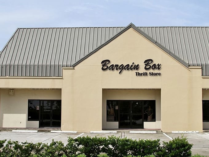 The unassuming exterior of Bargain Box belies the wonderland within—like finding a treasure chest disguised as an ordinary box in Naples' retail landscape.