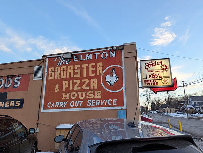 That vintage sign isn't retro-chic by design—it's authentically old-school, announcing the dual specialties that have kept locals coming back for generations.