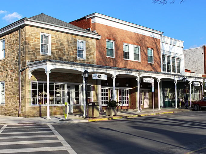 The architectural character of Ligonier's downtown tells stories of generations past, with covered walkways that shelter window-shoppers from both summer sun and winter snow.