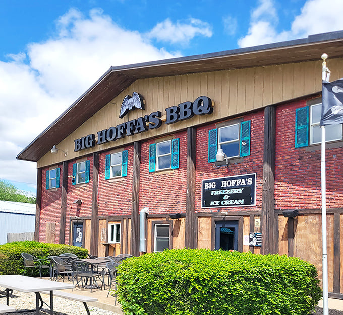The brick-and-timber facade of Big Hoffa's stands like a barbecue beacon in Westfield, where smoke signals have been drawing hungry pilgrims for miles around.
