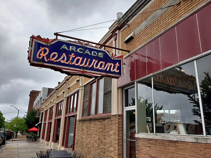That vintage neon sign isn't just advertising – it's a time portal beckoning you to step back into an era when diners were the original social networks.