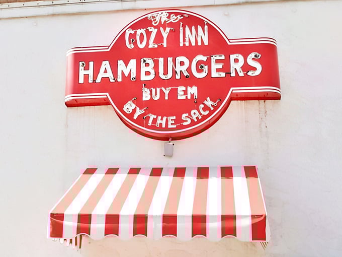 The iconic red and white sign beckons burger lovers like a neon North Star, promising sliders that have stood the test of time.