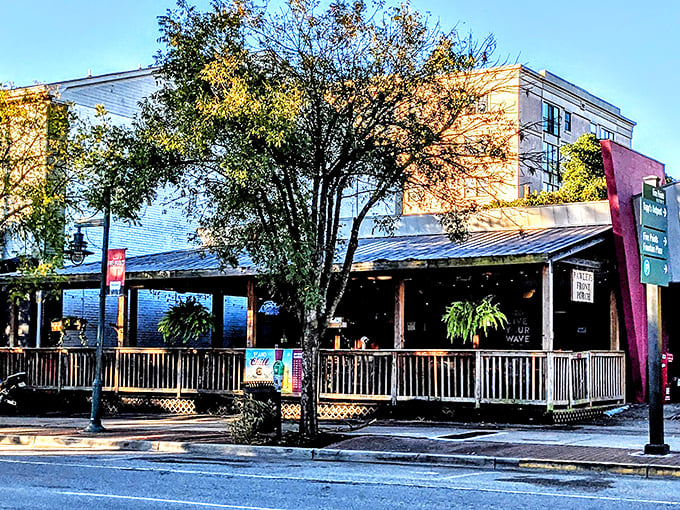 The welcoming wooden porch isn't just namesake decoration—it's your first hint that unpretentious culinary magic awaits inside this Columbia favorite.