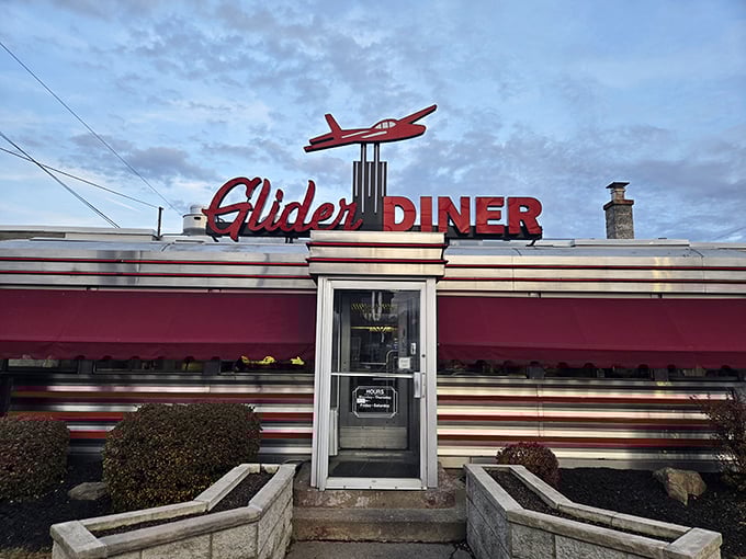 The iconic red exterior with its vintage airplane sign isn't just retro charm—it's a beacon calling hungry Scranton residents home.