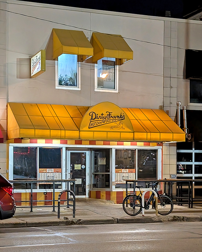That sunshine-yellow awning isn't just a color choice—it's a beacon of hope for the hungry souls of downtown Columbus.