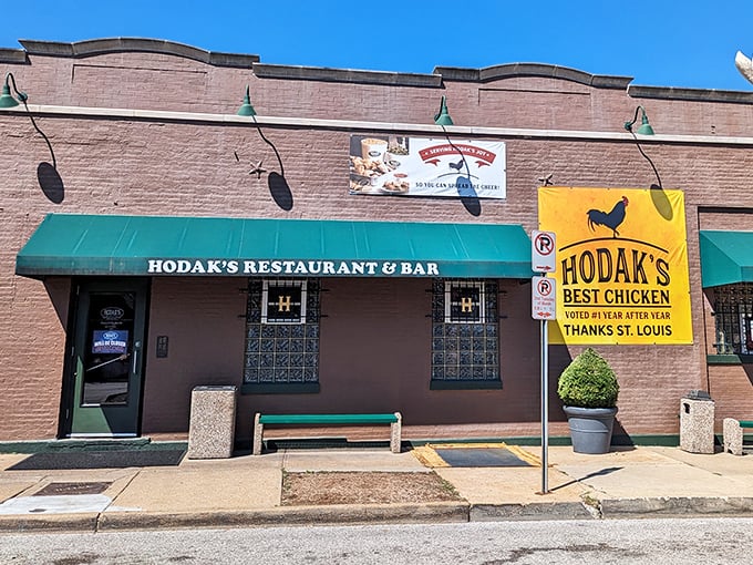 The unassuming facade of Hodak's hides culinary treasures within, like Superman disguising himself as Clark Kent – but with better fried chicken.