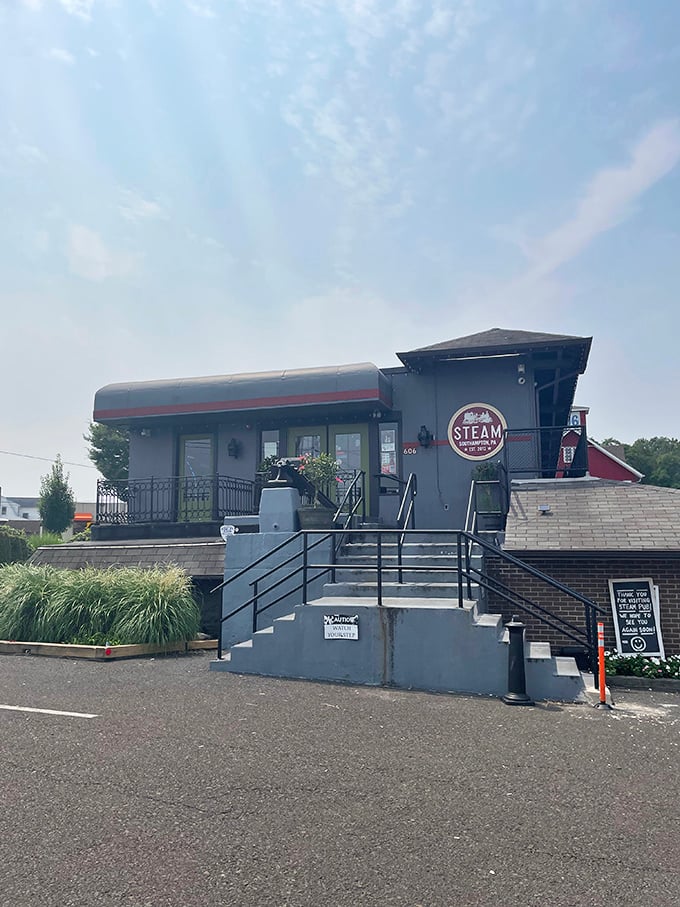 Steam Pub's unassuming exterior hides culinary treasures within, like finding a secret food paradise tucked away in Southampton's everyday landscape.