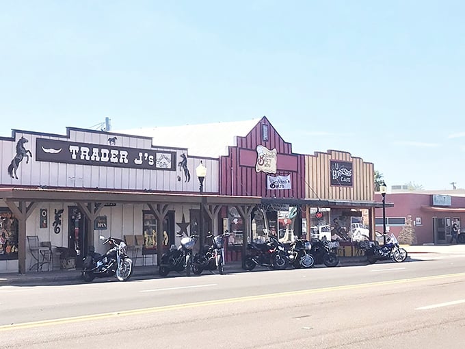Those motorcycles aren't just for show – bikers know where to find the best breakfast in town.