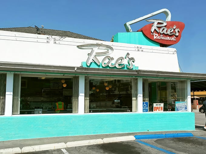 That iconic mint-green and red sign beckons like a beacon of breakfast hope on Pico Boulevard. Classic Americana at its finest.