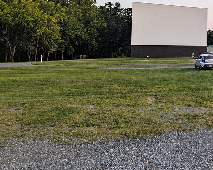 The field of dreams awaits as dusk approaches, promising movie magic under Pennsylvania stars.