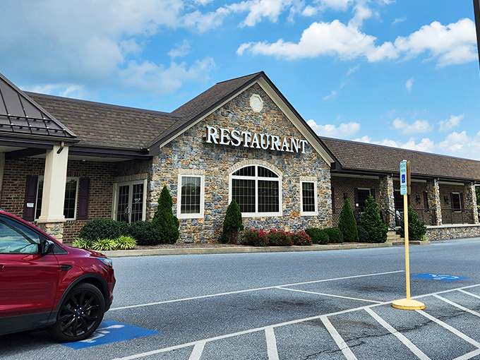 That stone facade isn't just for show – it's a promise that what's inside is built to last, including your satisfaction.