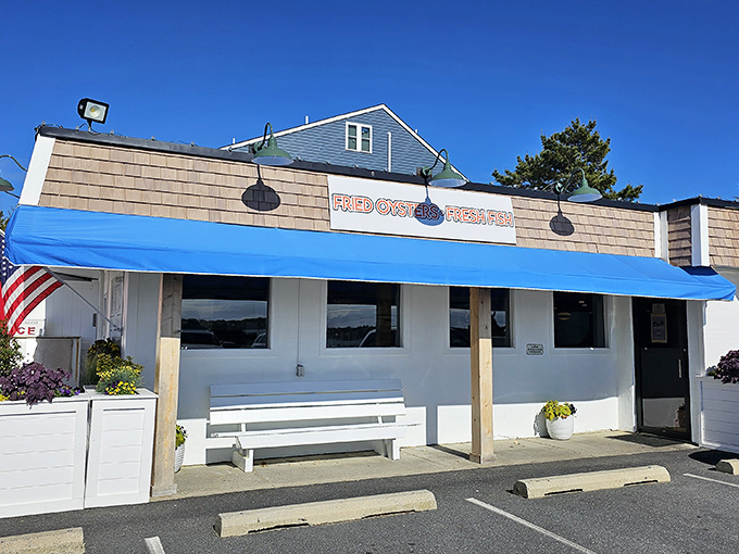 The unassuming blue-awninged exterior of Matt's Fish Camp proves once again that coastal Delaware's best seafood treasures often hide in plain sight.