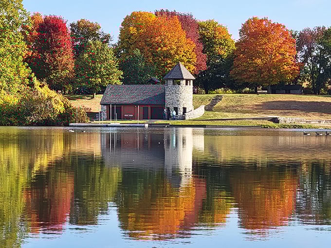 Nature's mirror game reaches professional levels when autumn decides to show off its reflection skills. 