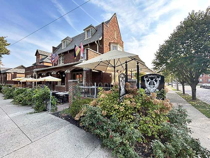 The brick façade of Valter's at the Maennerchor stands proudly in German Village, with cheerful yellow umbrellas inviting you to linger over a leisurely meal.