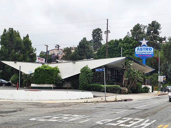 The space-age architecture of Astro Family Restaurant stands as a mid-century monument to late-night cravings and early morning redemptions. 