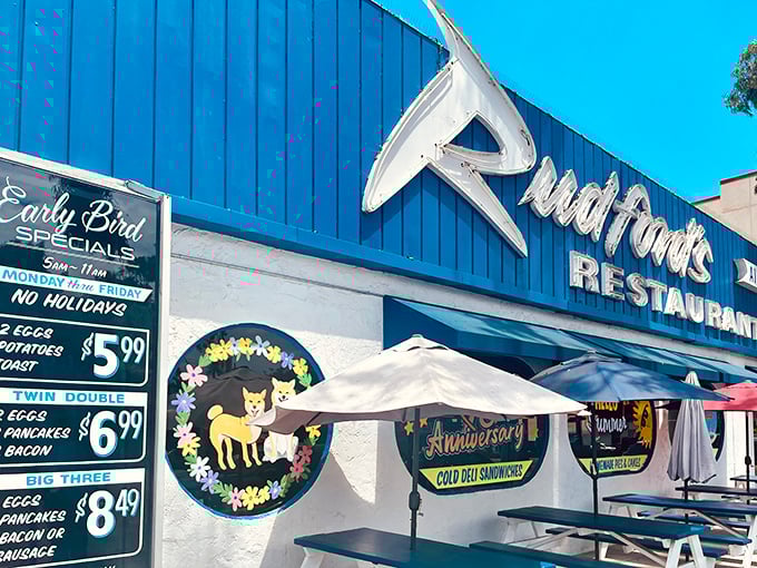 That iconic blue facade with the swooping "Rudford's" sign isn't trying to be retro-cool – it earned its vintage status the old-fashioned way: by surviving.