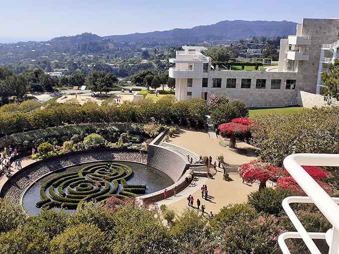 The Getty's Central Garden maze is nature's ultimate puzzle – a floating labyrinth of azaleas where even the most directionally-challenged can get happily lost.