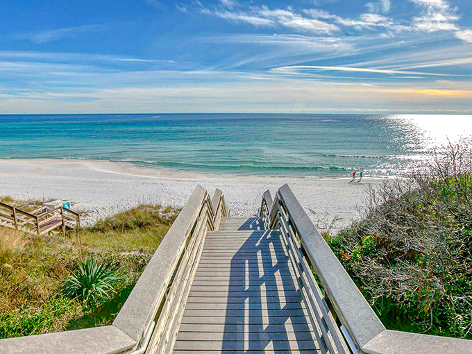 Those wooden steps aren't just beach access—they're a stairway to heaven, where emerald waters meet sugar-white sand in perfect harmony.