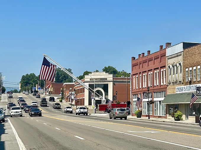 LaFollette's downtown nestles perfectly against the Cumberland Mountains, like a postcard that forgot it wasn't supposed to be real.