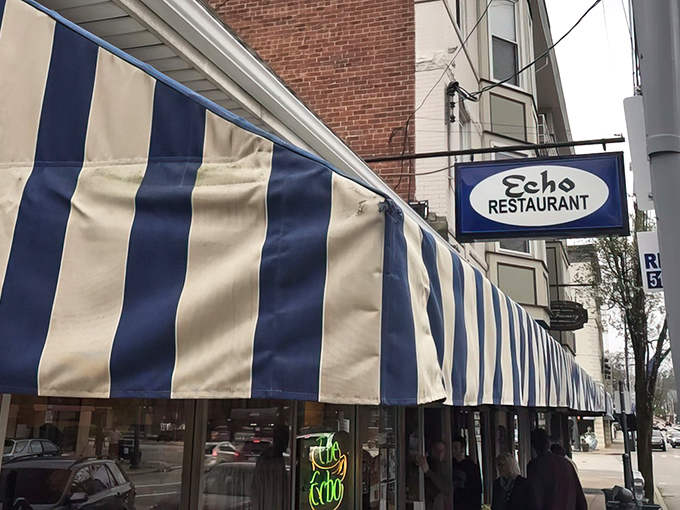 That iconic blue and white striped awning isn't just decoration—it's a beacon for breakfast lovers across Cincinnati, promising comfort food that transcends time.