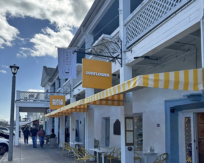 The cheerful yellow awning of Sunflower Caffé beckons like a culinary lighthouse on Sonoma's historic plaza. Wine Country charm with a side of sunshine.