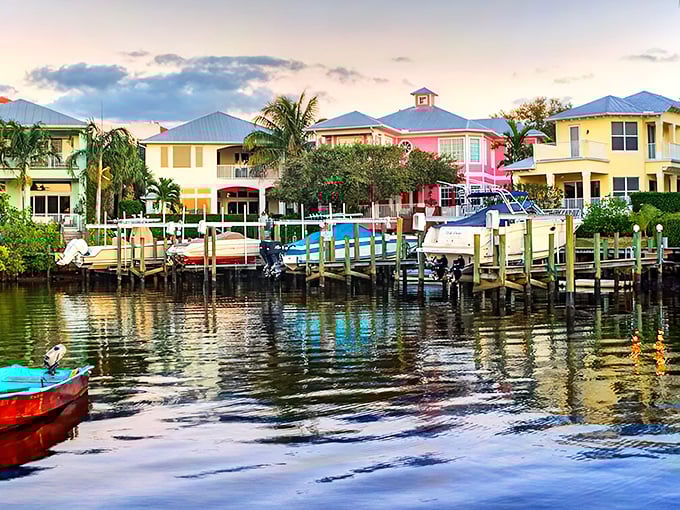 Colorful waterfront homes line Stuart's canals like a Florida postcard come to life, where boats become extensions of living rooms and sunsets paint the water gold.