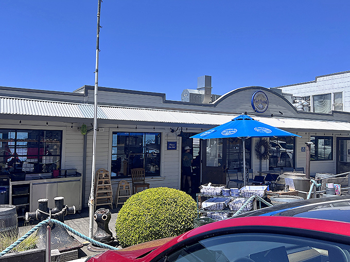 Sun-drenched outdoor seating at Tony's invites diners to savor seafood treasures while soaking up classic California coastal vibes.
