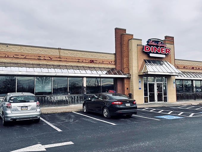 The classic diner silhouette of Silver Spring Diner stands like a beacon of breakfast hope on those mornings when only a perfect omelet will do.