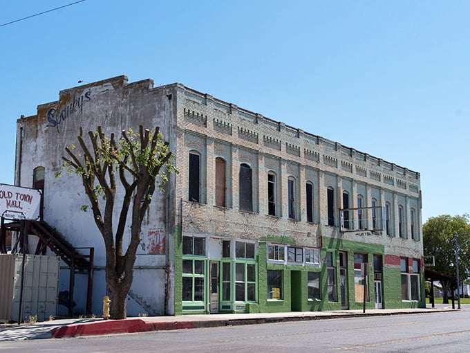 Downtown Williams showcases its historic charm with weathered brick facades and green-trimmed windows—architectural storytelling that whispers tales of California's agricultural past.
