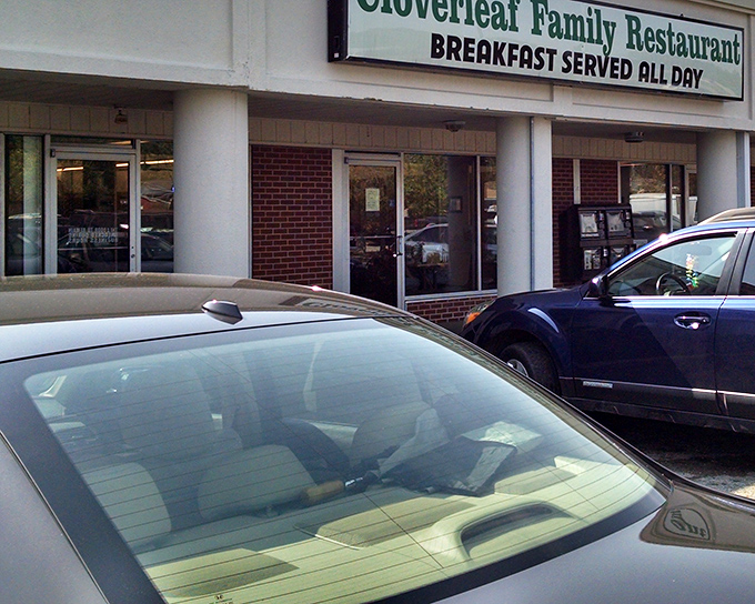 The unassuming storefront of Cloverleaf Family Restaurant promises what every great diner should: "BREAKFAST SERVED ALL DAY" – the five most beautiful words in the English language.