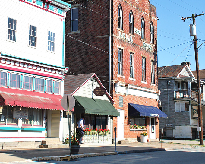 These colorful storefronts aren't just pretty facades—they're the beating heart of Saltsburg's business district, where locals have shopped for generations.