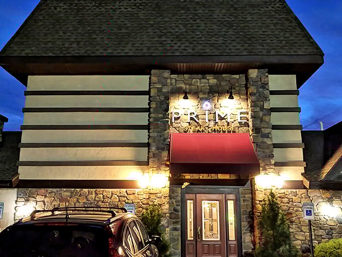 The rustic stone facade and signature red awning of Prime Steak House stands as Bethlehem's temple to perfectly cooked beef.