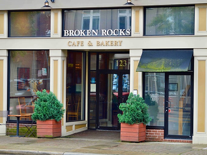 The welcoming façade of Broken Rocks beckons like an old friend with a new secret. Those potted plants aren't just decoration—they're your first clue that someone here sweats the small stuff.