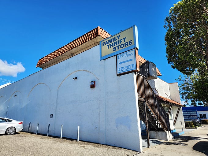 That iconic sign against the clear blue Grover Beach sky – like a beacon for bargain hunters and sustainability champions alike.